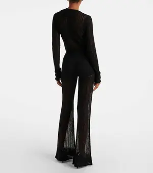 DIDU Low-rise Faux Leather Flared Trousers