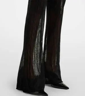DIDU Low-rise Faux Leather Flared Trousers