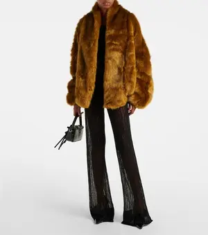 DIDU Low-rise Faux Leather Flared Trousers