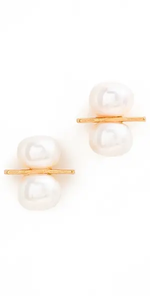 Brinker & Eliza Mallow Stud Earrings - Pearl