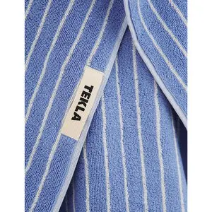 TEKLA Striped Cotton Washcloth 30cm X 30cm - Clear Blue Stripes