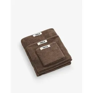 TEKLA Striped Cotton Washcloth 30cm X 30cm - Kodiak Brown