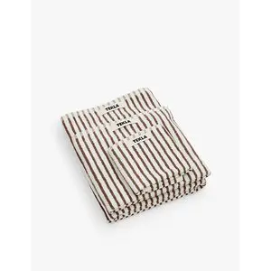 TEKLA Striped Cotton Washcloth 30cm X 30cm Kodiak Stripes