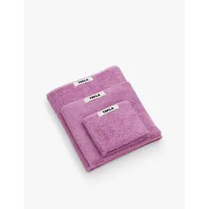 TEKLA Striped Cotton Washcloth 30cm X 30cm Magenta