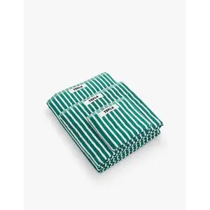 TEKLA Striped Cotton Washcloth 30cm X 30cm - Teal Green Stripes