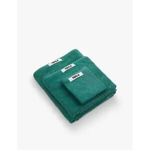 TEKLA Striped Cotton Washcloth 30cm X 30cm Teal Green