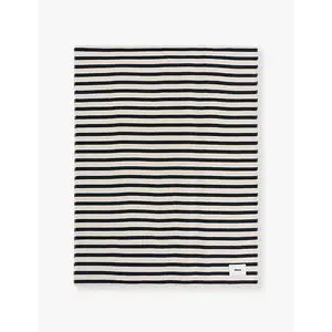 TEKLA Striped Brushed-texture Lambs Wool Blanket - Magpie Stripes