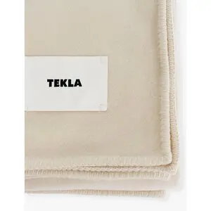 TEKLA Striped Brushed-texture Lambs Wool Blanket - Snow