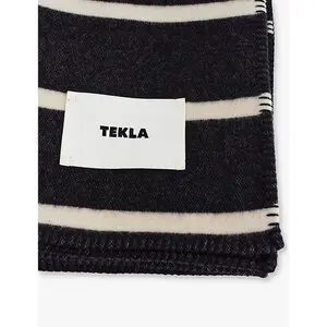 TEKLA Striped Brushed-texture Lambs Wool Blanket