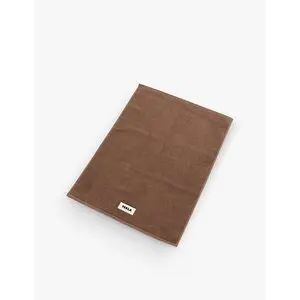 TEKLA Bordered Cotton Bath Mat 70cm X 50cm Kodiak Brown