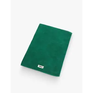 TEKLA Bordered Cotton Bath Mat 70cm X 50cm Teal Green