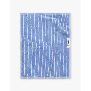 TEKLA Striped Cotton Bath Towel 70cm X 140cm Clear Blue Stripes