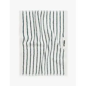 TEKLA Striped Cotton Bath Towel 70cm X 140cm - Racing Green