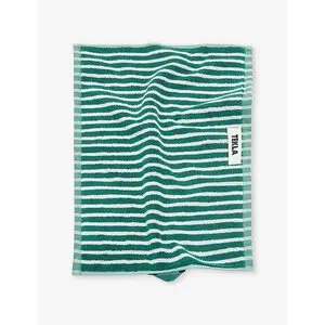 TEKLA Striped Cotton Bath Towel 70cm X 140cm - Teal Green Stripes