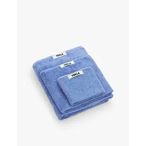 TEKLA Bordered Cotton Hand Towel 50cm X 80cm - Clear Blue