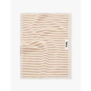 TEKLA Bordered Cotton Hand Towel 50cm X 80cm Ivory Stripes