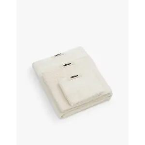 TEKLA Bordered Cotton Hand Towel 50cm X 80cm - Ivory