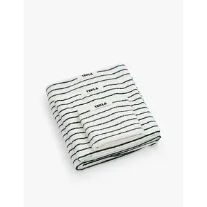 TEKLA Bordered Cotton Hand Towel 50cm X 80cm - Racing Green