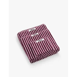 TEKLA Bordered Cotton Hand Towel 50cm X 80cm - Red&rose