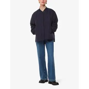 Whistles Ida Quilted Oversized Woven Jacket - Navy