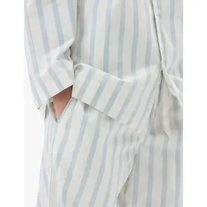 TEKLA Straight-leg Mid-rise Organic-cotton Poplin Pyjama Trousers - Needle Stripes