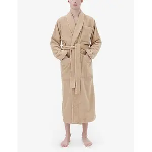 TEKLA Shawl-collar Removable-belt Cotton Robe