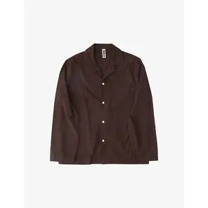 TEKLA Patch-pocket Cotton Poplin Pyjama Shirt - Coffee