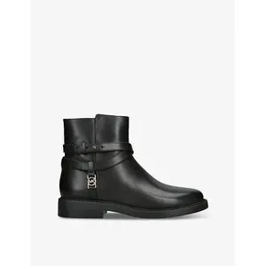 Michael Kors Leather Ankle Boots With Brand Plaque