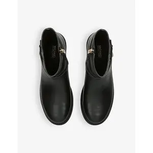 Michael Kors Leather Ankle Boots With Brand Plaque