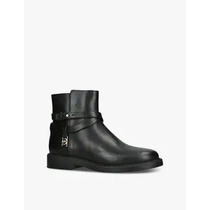 Michael Kors Leather Ankle Boots With Brand Plaque