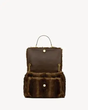 Saint Laurent Niki Shearling Large Shoulder Bag