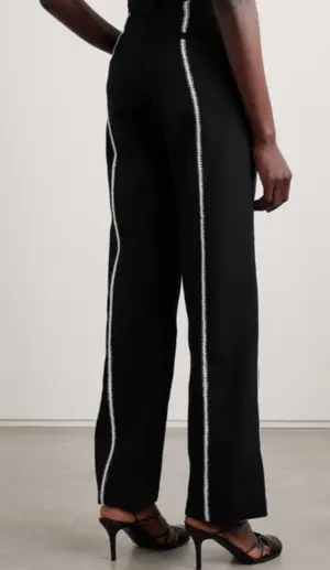 DIOTIMA Thirds Embroidered Wool-twill Straight-leg Pants