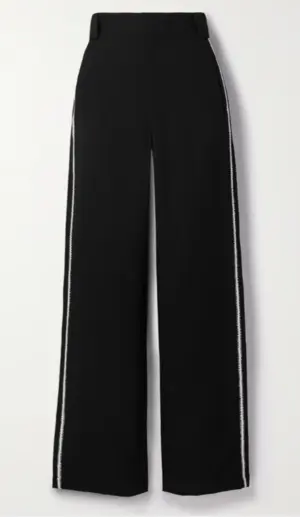 DIOTIMA Thirds Embroidered Wool-twill Straight-leg Pants