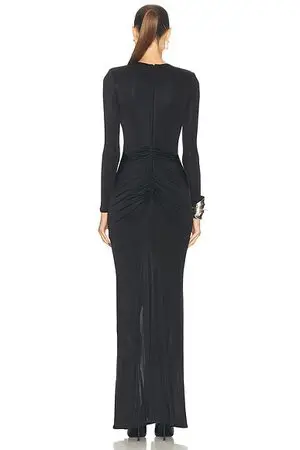 PatBO Metallic Jersey Keyhole Maxi Dress