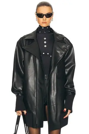 Norma Kamali Oversized Moto Jacket In Faux Leather