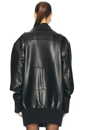 Norma Kamali Oversized Moto Jacket In Faux Leather