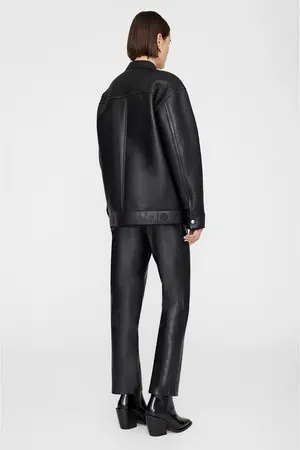 ANINE BING Henry Leather Jacket With Shearling
