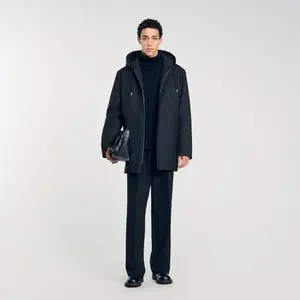 Sandro Quilted Zip-up Parka - Black