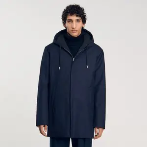 Sandro Quilted Zip-up Parka - Navy Blue