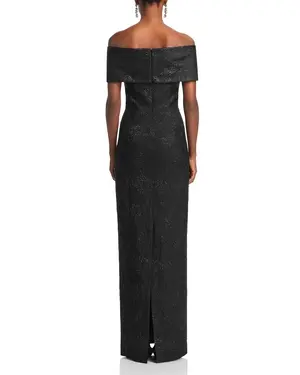Rickie Freeman For Teri Jon Metallic Jacquard Gown