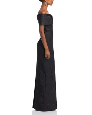 Rickie Freeman For Teri Jon Metallic Jacquard Gown