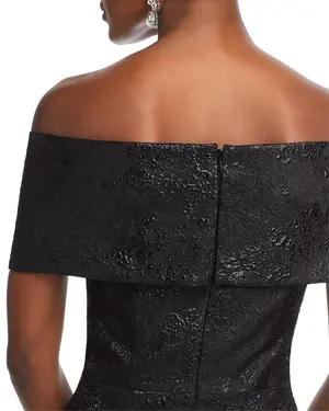 Rickie Freeman For Teri Jon Metallic Jacquard Gown