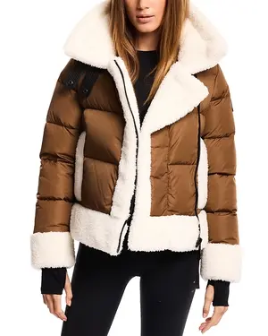 Sam. Bianca Sherpa Trim Down Jacket - Matte Walnut
