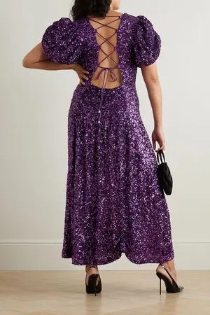 ROTATE BY BIRGER CHRISTENSEN Dawnty Sequined Tulle Midi Dress