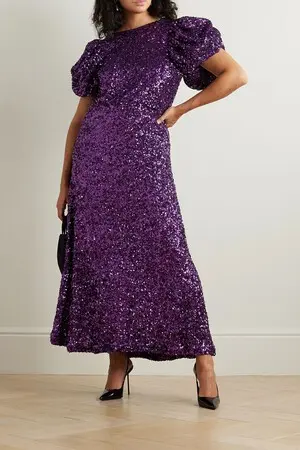 ROTATE BY BIRGER CHRISTENSEN Dawnty Sequined Tulle Midi Dress