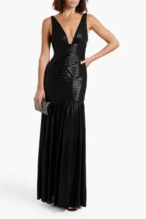 Retrofete Elsa Ruched Lamé Gown