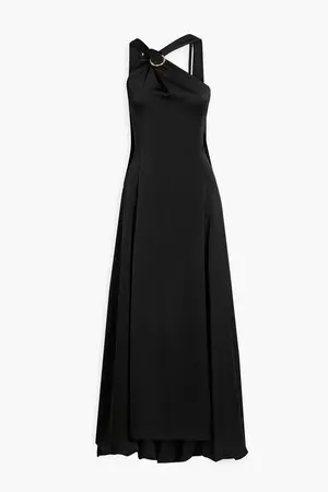 Halston Embellished Draped Satin Gown
