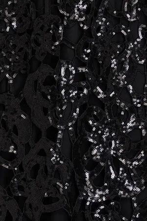Marchesa Sequined Guipure Lace Midi Dress