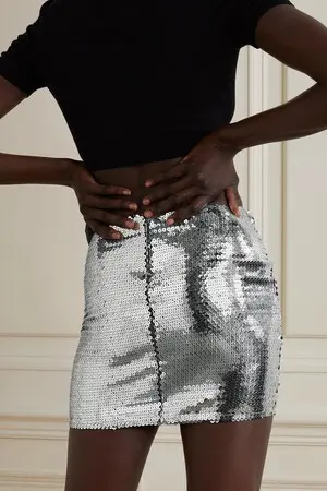 NENSI DOJAKA Embellished Cutout Sequined Tulle Mini Skirt