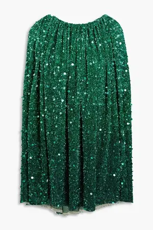 Oscar De La Renta Cape-effect Sequined Tulle Mini Dress